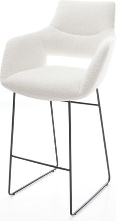DELIFE Barstuhl Yago-Flex Boucl&eacute; Creme-Wei&szlig; Kufengestell Metall Schwarz Taschenfederkern, Barst&uuml;hle