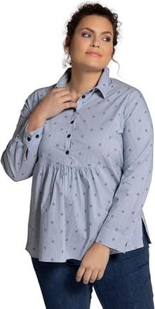 Ulla Popken Hemdbluse mit Punkt und Ankerprint Blouse, Blanc, 48-50 Femme