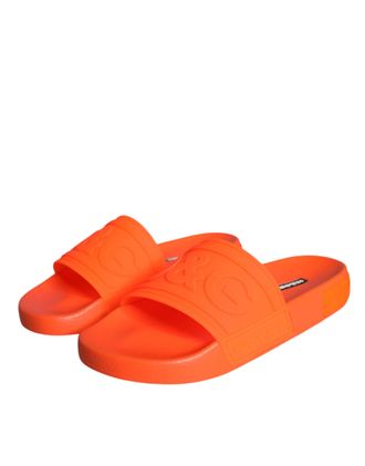 Dolce & Gabbana Womens Orange Rubber Slides Sandals Beachwear Shoes