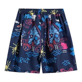 Generico Short pour homme avant plat pour entra&icirc;nement fitness et sport avec poches, style japonais, M - Bleu, 4XL