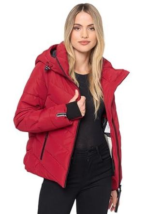 Marikoo Veste dhiver pour femme (XS-3XL) - Imperm&eacute;able, chaude, capuche amovible, coupe-vent - Veste matelass&eacute;e pour femme - Col montant, 4 poches, fermeture 