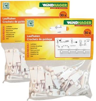WINDHAGER Laufhaken zur Befestigung von Sonnensegel oder Seilspannmarkise, 2 x 30 STK Set mit Edelstahlschrauben, Doppelpack