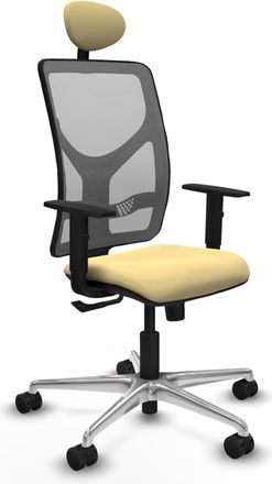 Piqueras y Crespo B&uuml;rostuhl, verstellbare R&uuml;ckenlehne, 1D-Armlehnen, h&ouml;henverstellbare Lendenwirbelst&uuml;tze und festes Kopfteil, ausgestattet mit 3 Positionen, Grau/Creme