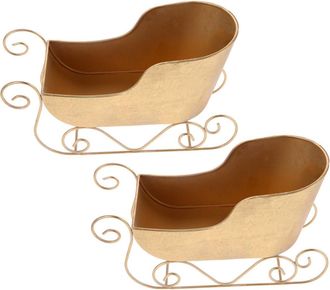 BESPORTBLE 2 Stück Weihnachtsmann Schlitten Dekorationsset aus Metall Rote Tischdekoration Bonboniere für Weihnachtsfeier und Weihnachtsbaum