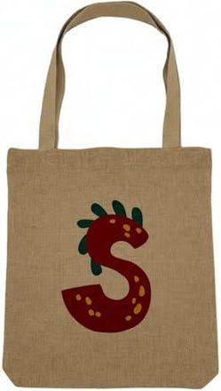 Fabulous Sac Shopping Tote Bag Aspect Lin - S Salome Samuel Lettre Pr&eacute;nom Dinosaure Dessin Enfant - Sac de Courses Toile Epaisse 360g Beige Naturel Cabas Port&eacute;