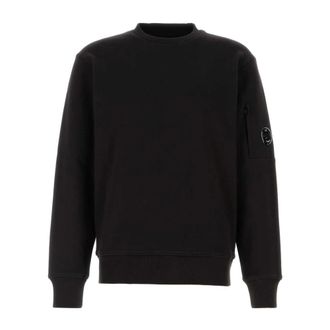 C.P. Company C.p. Company, Homme, Sweatshirts et sweats &agrave; capuche, Noir, Taille: 2XL SweaT-shirt ras du cou en molleton gratt&eacute; diagonal avec d&eacute;tail Lens