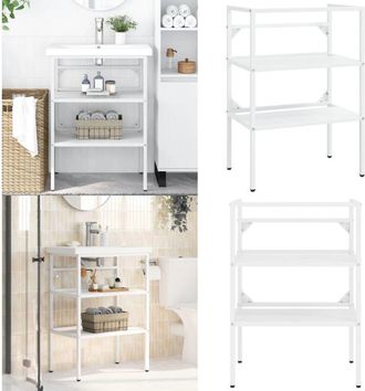 vidaXL Badezimmer Waschtischgestell Wei&szlig; 59x38x83 cm Eisen - Badezimmerm&ouml;bel - Waschtischgestell - Eisenregal - Unterw&auml;scheaufbewahrung