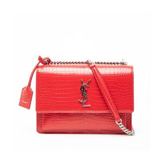 Saint Laurent Sac bandouli&egrave;re en cuir &agrave; cha&icirc;ne Pre-owned - Femme - Pre-owned - Rouge - Taille: ONE Size