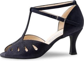 Werner Kern Chaussures de danse Lindsay Comfort pour femme - En daim bleu fonc&eacute; - Pour pieds larges - 6,5 cm Flare - Semelle en daim - Fabriqu&eacute;es en Italie, bleu 