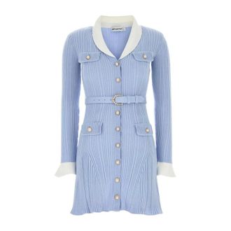 Self Portrait Femme, Robes, Bleu, Taille: 40 FR Knit Mini Dress