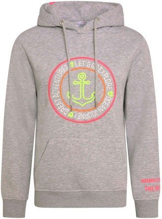 Zwillingsherz Kapuzensweatshirt mit Ankeraufstick und neonfarbenen Details