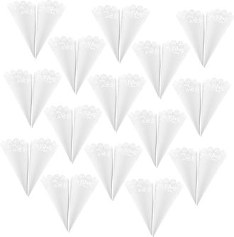 SOLUSTRE 40 St&uuml;ck Wei&szlig;e Hochzeitspapierkegel mit Filigranem Rand Stabile Papierbl&uuml;tenhalter f&uuml;r Bl&uuml;tenbl&auml;tter Vielseitig f&uuml;r Party Buffet Festdekoration und Fe