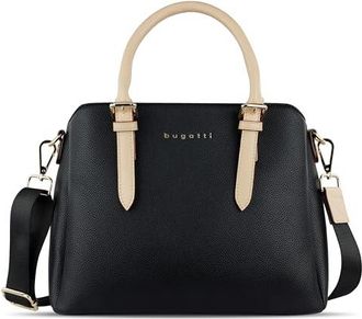 Bugatti Ella Sac à main pour femme, sac bowling de taille moyenne en similicuir, noir