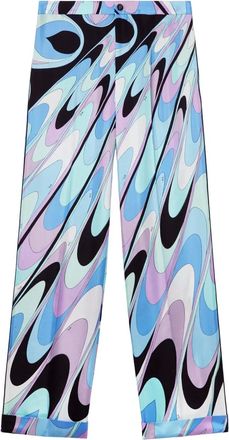Pucci pantalon en serge de soie à imprimé Onde - Bleu
