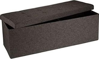 Relaxdays Faltbare Sitzbank XXL, Sitzcube mit Stauraum, Sitzwürfel aus Leinen, mit Deckel, HBT 38 x 114 x 38 cm, braun