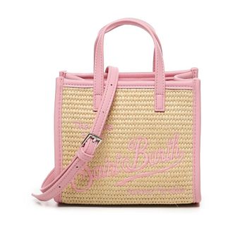 MC2 Saint Barth Femme, Sacs, Beige, Taille: ONE Size Sac &agrave; bandouli&egrave;re avec logo brod&eacute; en rose