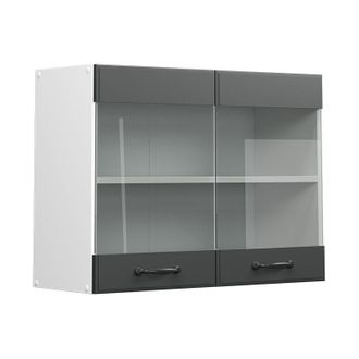 Vicco Küchenglasschrank R-Line, Anthrazit Landhaus, 80 cm