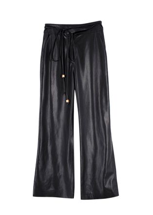 Nanushka Black Chimo Vegan Leather Wide-leg Trousers Size XS