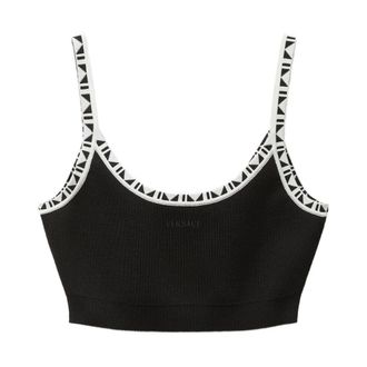 Versace Medusa Print Strick Crop Top - - Tops - Damen - Schwarzk - M