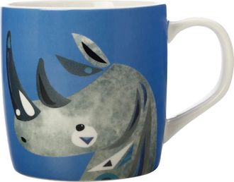 Maxwell & Williams DX0919 Kaffee-Tasse Rhino 420 ml - Porzellan bauchig - mit buntem Nashorn-Motiv, in Geschenkbox