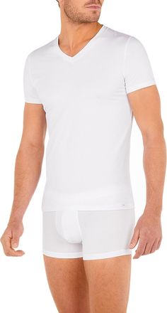 HOM Herren T-Shirt weiß Mikrofaser unifarben