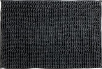 MSV Luxus Chenille Mikrofaser Badematte - Lange Fasern rutschfest - 50 x 80 cm - Dunkelgrau - Waschmaschinenfest - Praktische Aufh&auml;ngeschlaufe - Erh&ouml;hter 