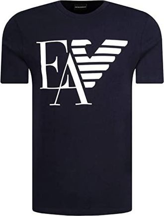 Emporio Armani T-shirt pour homme 3G1TA9 1J00Z, manches courtes, col rond, bleu foncé, Medium