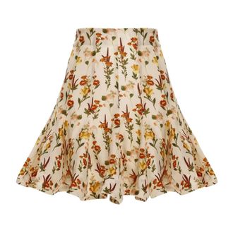 Agua Bendita Blumige Leinen Minirock - - Skirts - Damen - Mehrfarbig - XS