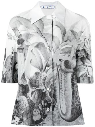 Off-white chemise &agrave; imprim&eacute; botanique - Blanc