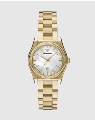 Emporio Armani AR11793 - Montre pour femme en acier inoxydable &agrave; 3 aiguilles - Dor&eacute;