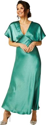 Biba Maxikleid f&uuml;r Damen, Satin, Anliegend, Engels&auml;rmel (Minzgr&uuml;n)