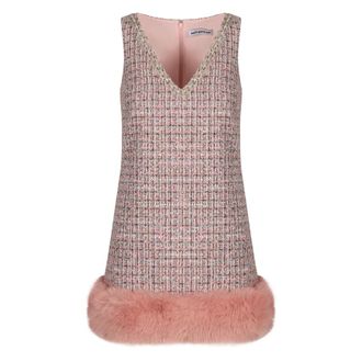 Self Portrait Femme, Robes, Rose, Taille: 38 FR Robe Mini Boucl&eacute; Sans Manches