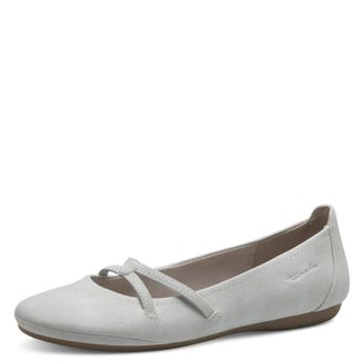 Tamaris Ballerina TAMARIS Caterina, Damen, Gr. 38 (5), quarz, Lederimitat, Schuhe Ballerina, Flats, Festtagsmode, Slipper mit Gummizugriemchen, Topseller