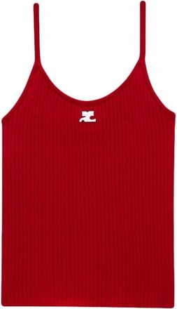 Courr&egrave;ges Femme, Tops, Rouge, Taille: 36 FR Rib Knit Tank Top