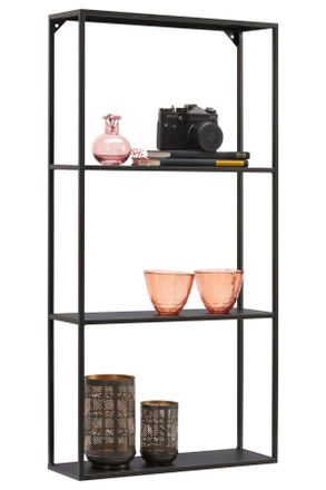 Landscape Wandregal, Schwarz, Metall, 45x90x15 cm, Typenauswahl, Wohnzimmer, Regale, Wandregale