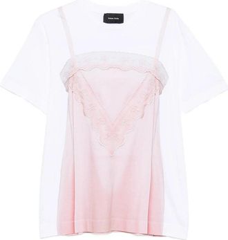 Simone Rocha Satin Slip Dress Trompe Loeil Print T-shirt