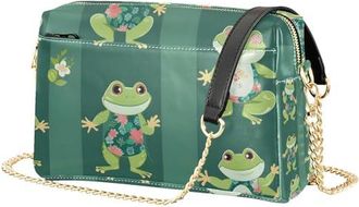 Mnsruu Sacs à bandoulière pour femme, sac à main en cuir sans couture, motif grenouille mignonne