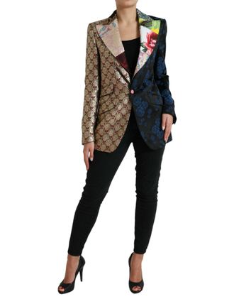 Dolce & Gabbana Womens Multicolor Floral Patchwork Jacquard Jacket Clothing
