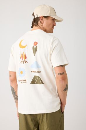 Knowledge Cotton Apparel Herren vegan T-Shirt R&uuml;ckenaufdruck Reiher Wei&Atilde;Y