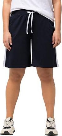 Ulla Popken Short en Jersey, Jambes Larges, Bandes contrastées 832199 Pantalon, Noir, 40W x 32L Femme