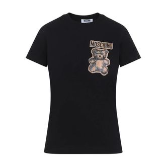 Moschino Femme, Tops, Noir, Taille: 40 FR Logo T-Shirt