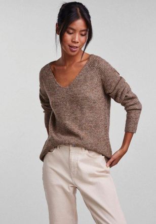 Pieces V-Ausschnitt-Pullover PCELLEN LS V-NECK KNIT NOOS BC mit Wolle