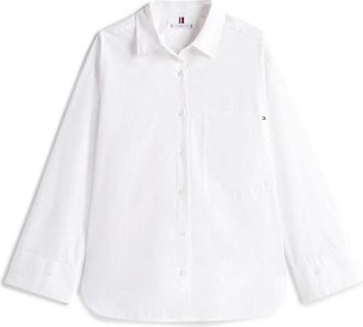 Tommy Hilfiger Femme, Blouses et Chemises, Blanc, Taille: 36 FR Oversized Fit Adjustable Cuffs Poplin Shirt