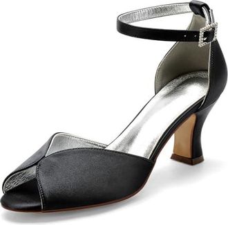Generic Chaussures De Mariage Femme Mode Bout Ouvert Chaussures De Mariée Talons Bas Chaussures Mariage Sandales Talons Hauts 6.5Cm,Noir,41 EU
