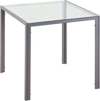 HOMCOM Esszimmertisch 75 x 75 cm, Quadratischer K&uuml;chentisch f&uuml;r 4 Personen, Esstisch aus Hartglas mit Metallbeine, moderner Tisch f&uuml;r K&uuml;che, Esszimmer und Wo