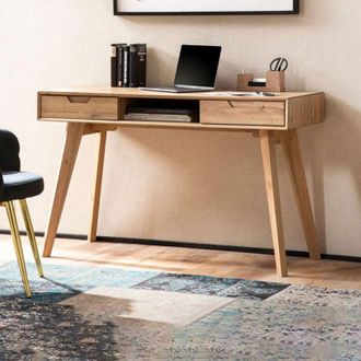 M&S Collection M&s - Bureau 2 tiroirs 1 niche 120x55x77 cm effet ch&ecirc;ne naturel