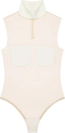 Courr&egrave;ges 2-Pocket Illusion Bodysuit - - Tops - Damen - Beige - M