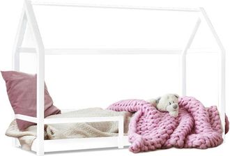 IDMarket Kinderbett Baumhaus 90 x 190 cm nessi weiß mit Lattenrost und Gitter