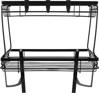 BESPORTBLE Ablage &uuml;ber Toilette Doppellagiges Aufbewahrungsregal aus Kohlenstoffstahl Schwarz ohne Bohren Platzsparender Badezimmer Organizer f&uuml;r Kleine B&auml;der un