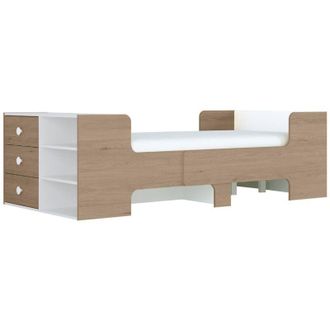 Vente-Unique Vente-unique - Lit évolutif 90 x 140/170/200 cm avec rangements - Coloris : Naturel et blanc - garolio